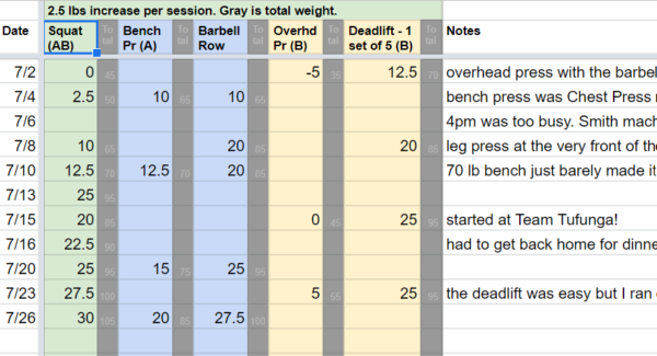 Lee.org » Blog Archive » New Gym, New Stronglifts Spreadsheet